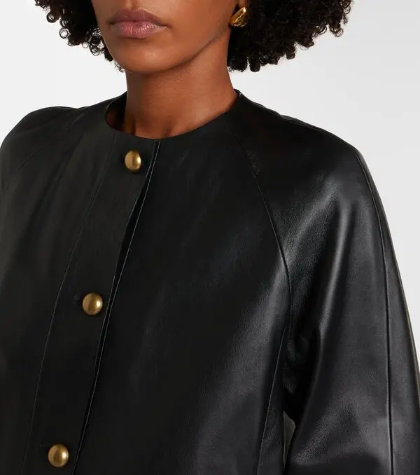Max Mara Bouquet Leather Jacket - Black