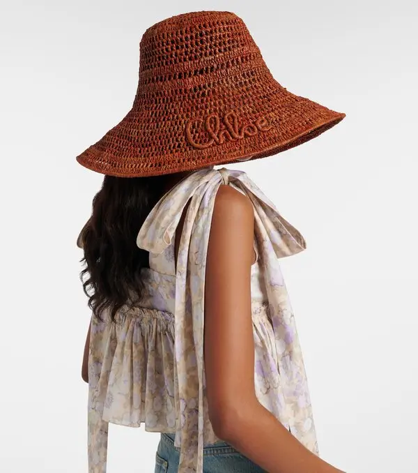 Chloé Raffia Sun Hat - Brown
