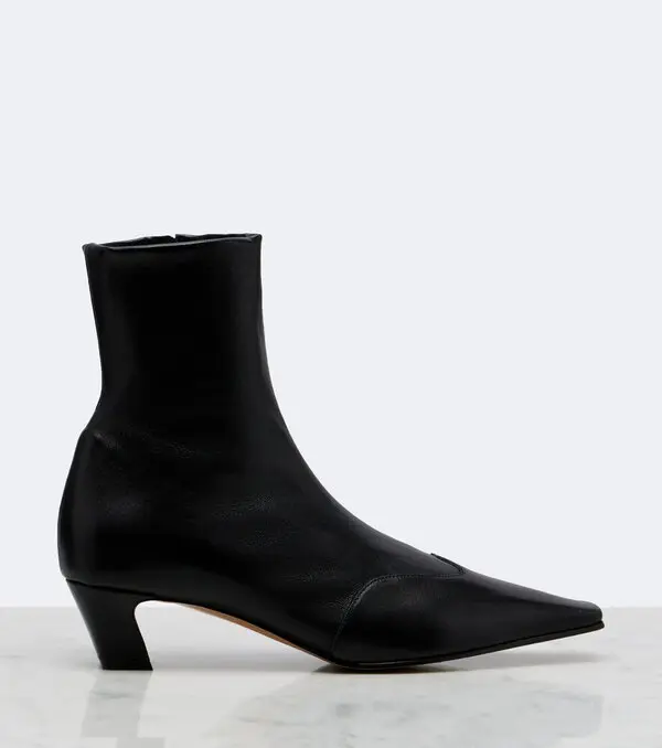 Khaite Nevada Leather Ankle Boots