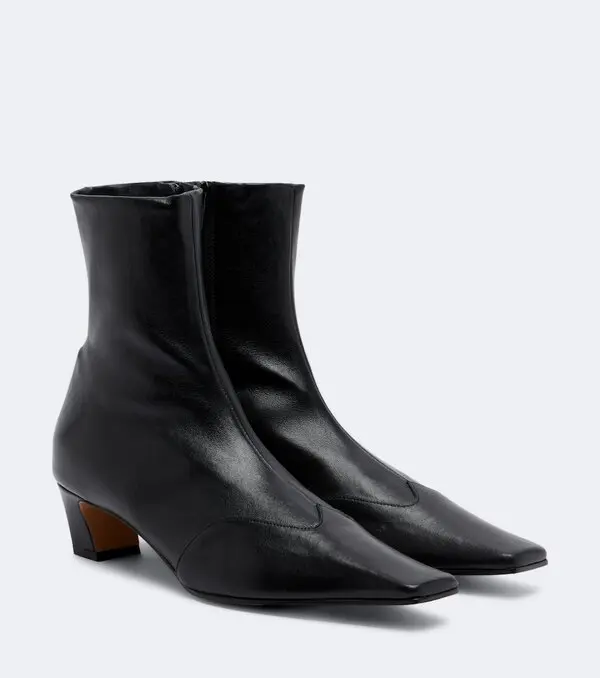 Khaite Nevada Leather Ankle Boots - Black