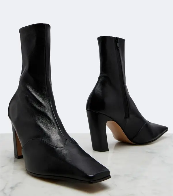 Khaite Nevada Leather Ankle Boots