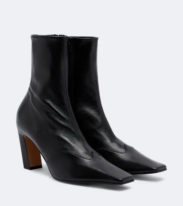 Khaite Nevada Leather Ankle Boots - Black