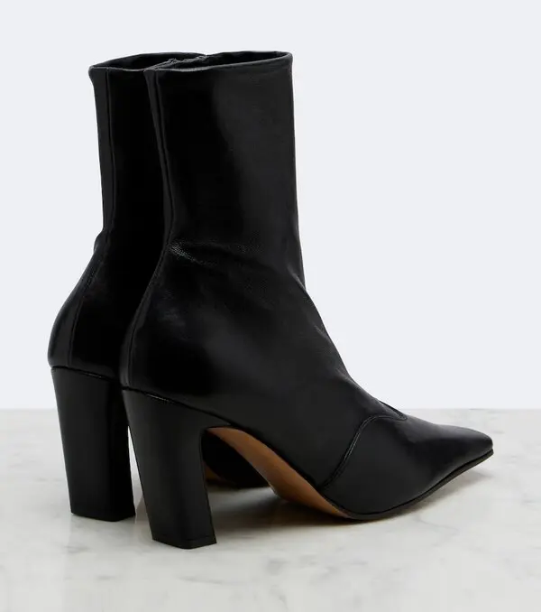 Khaite Nevada Leather Ankle Boots - Black