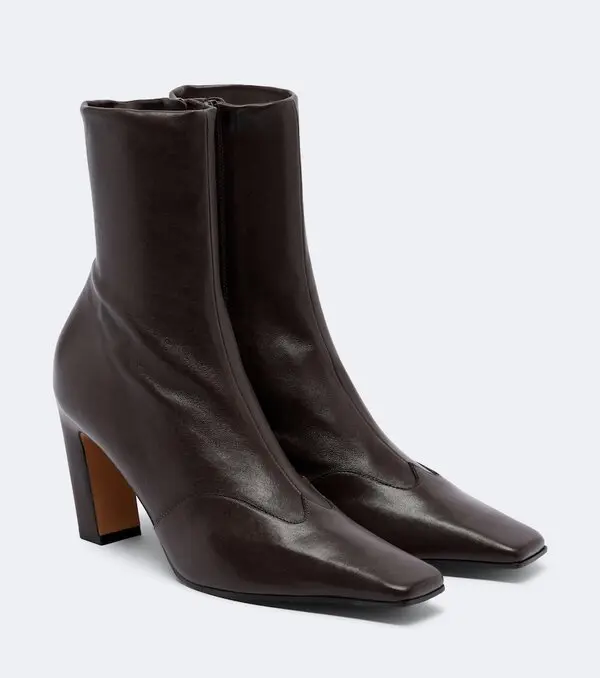 Khaite Nevada Leather Ankle Boots - Brown