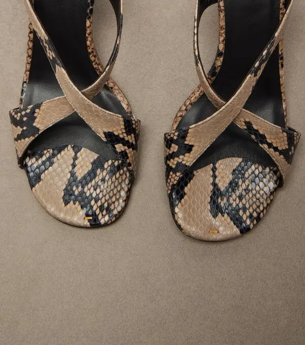 Khaite Liria Snake-effect Leather Sandals - Beige