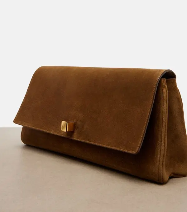 Khaite Audrey Suede Clutch - Brown