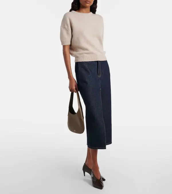 Khaite Joan Small Leather Shoulder Bag - Grey