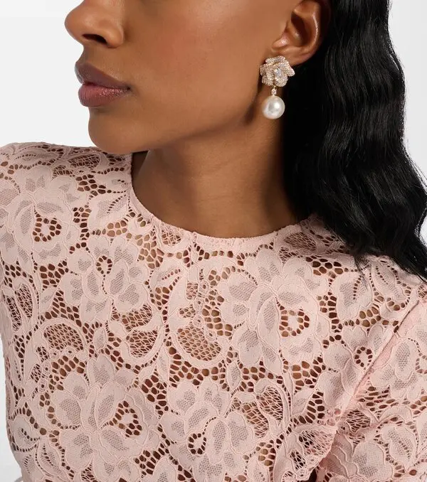 SELF-PORTRAIT Embellished Faux Pearl Drop Earrings