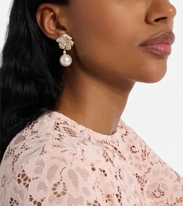 SELF-PORTRAIT Embellished Faux Pearl Drop Earrings
