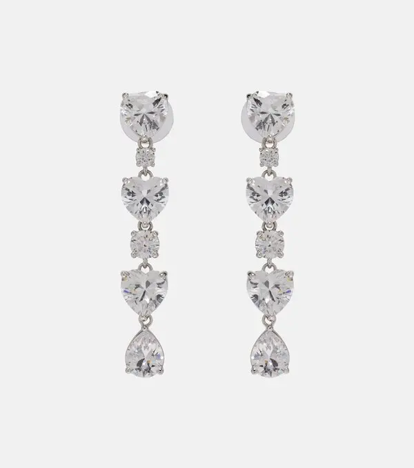 SELF-PORTRAIT Tiered Crystal Drop Earrings - Silver