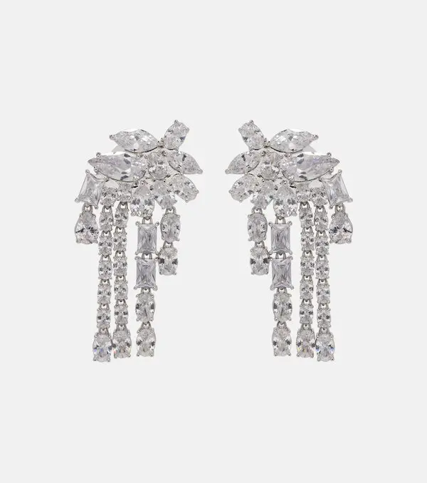 SELF-PORTRAIT Crystal Drop Earrings - Silver