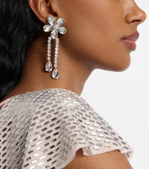 SELF-PORTRAIT Crystal Embellished Drop Earrings