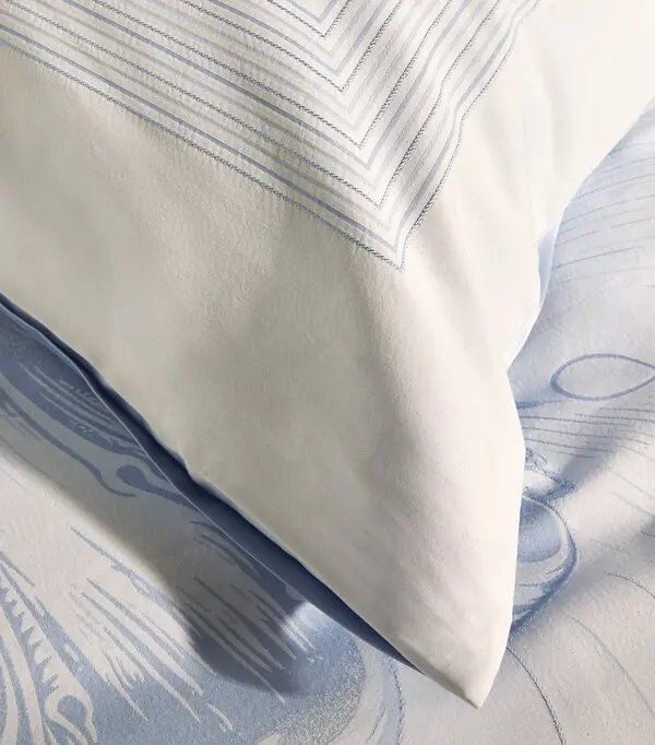 CELSO DE LEMOS Egyptian Cotton Exquise Square Pillowcase - Blue