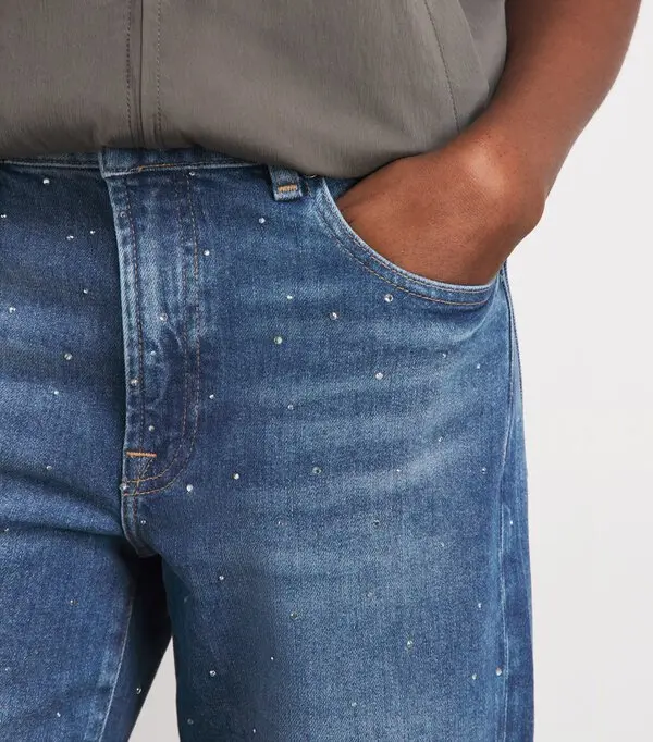 7 For All Mankind Embellished Stovepipe Straight Ankle Jeans