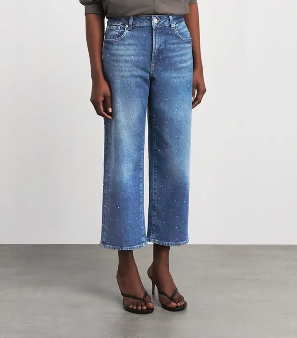 7 For All Mankind Embellished Stovepipe Straight Ankle Jeans
