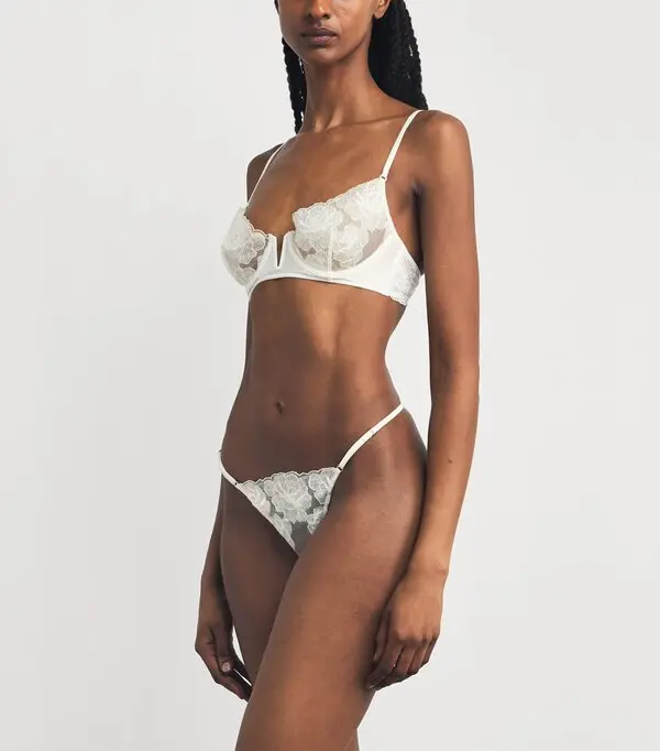 Kiki De Montparnasse Lace Fleurs Veloutées Demi Bra - Ivory