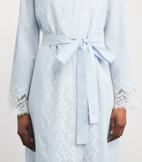 BOCAN Cotton Lace-trim Yasmine Robe - Blue