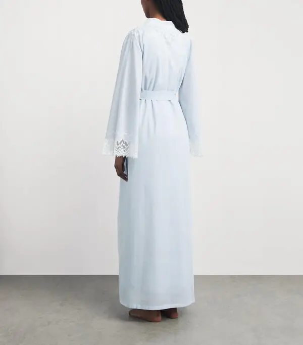 BOCAN Cotton Lace-trim Yasmine Robe - Blue
