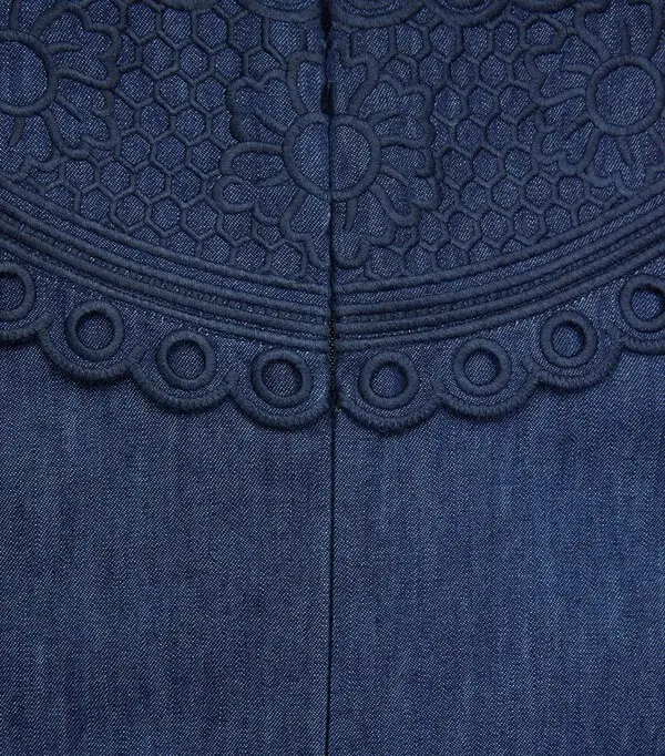 Zimmermann Mahon Denim Broderie Blouse - Navy