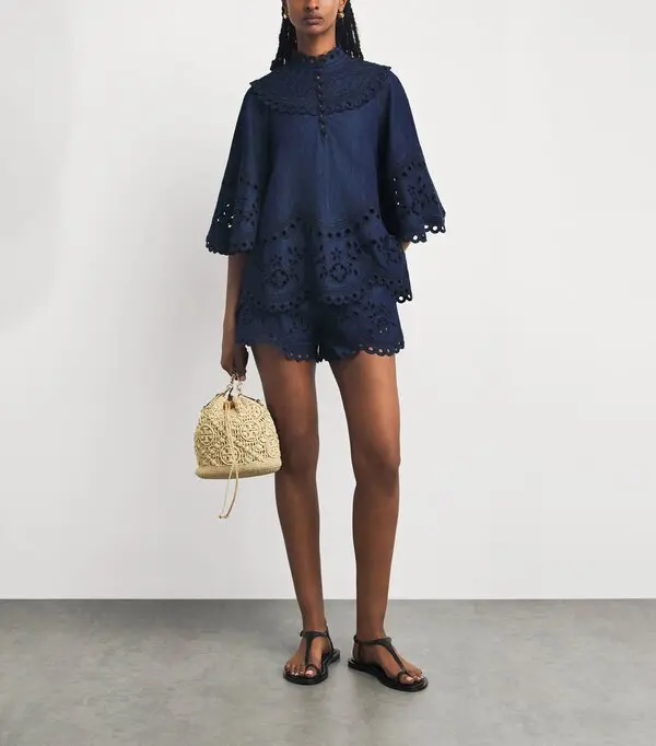Zimmermann Denim Broderie Shorts
