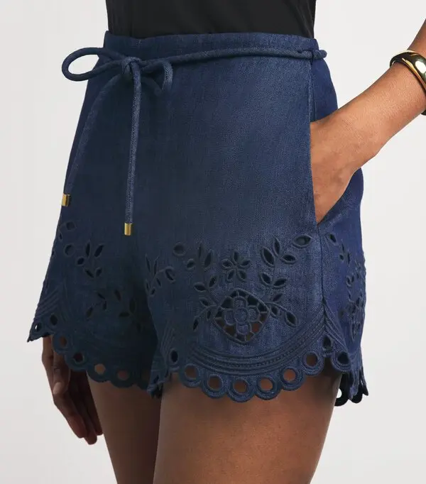 Zimmermann Denim Broderie Shorts