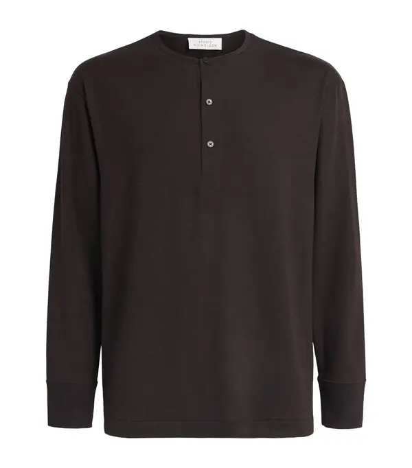Studio Nicholson Wool Henley T-shirt - Black