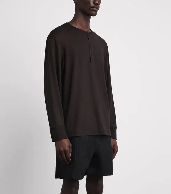Studio Nicholson Wool Henley T-shirt - Black