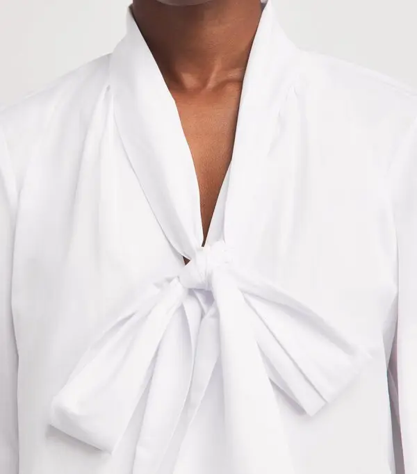 L'Agence Cotton-blend Tie-neck Blouse