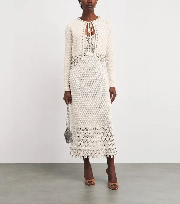 Rabanne Crochet Tie-detail Cardigan - Ivory