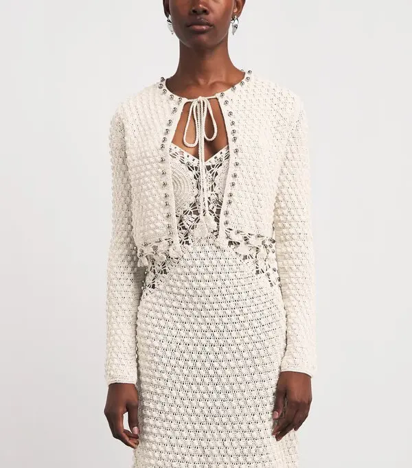 Rabanne Crochet Tie-detail Cardigan - Ivory