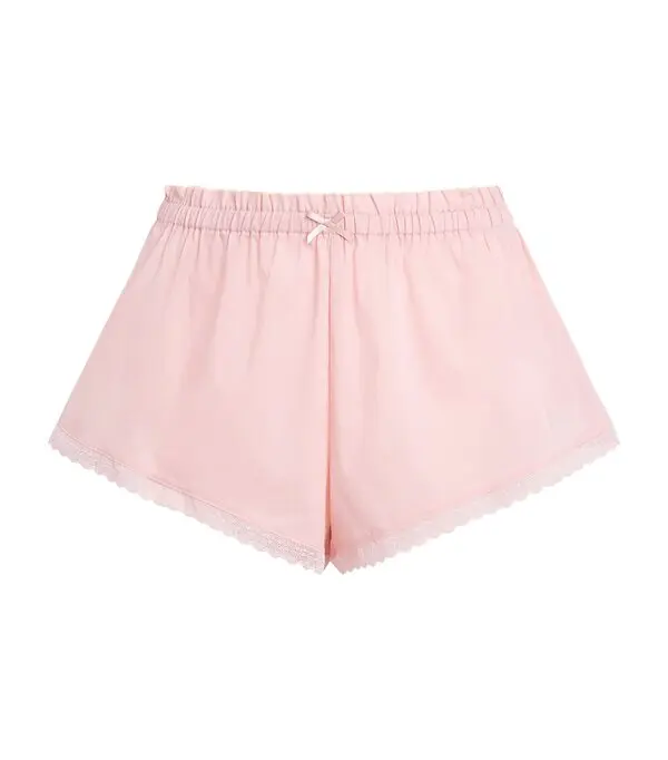 SKIMS Cotton-blend Poplin Apparel Shorts With Lace Trim - Pink