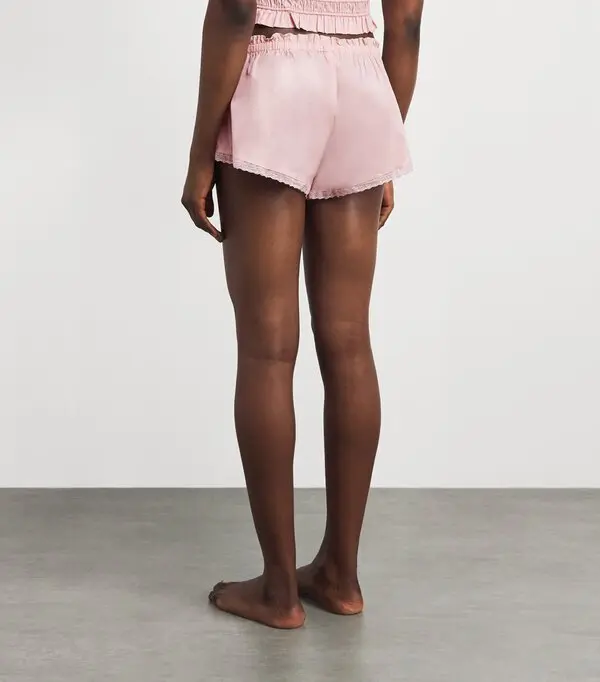SKIMS Cotton-blend Poplin Apparel Shorts With Lace Trim - Pink