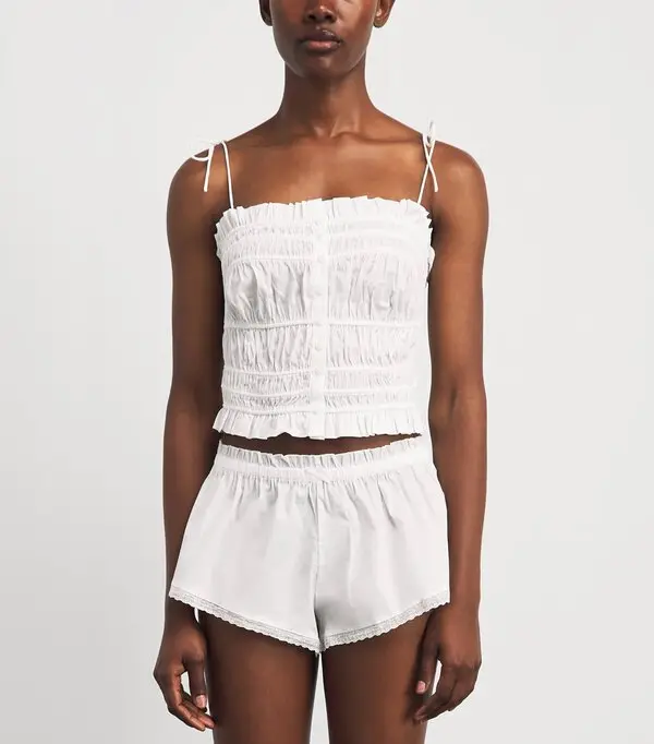 SKIMS Cotton-blend Poplin Ruffle Cami Top