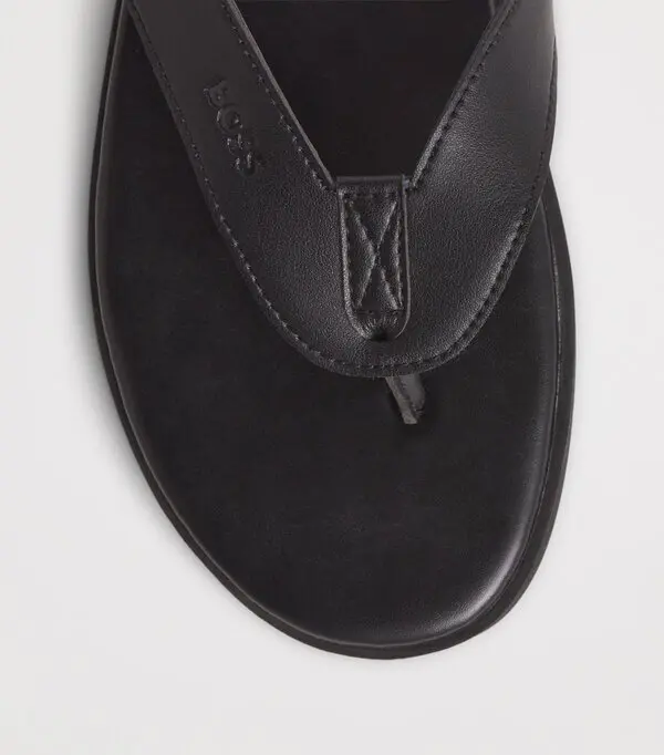 BOSS Faux Leather Flip Flops