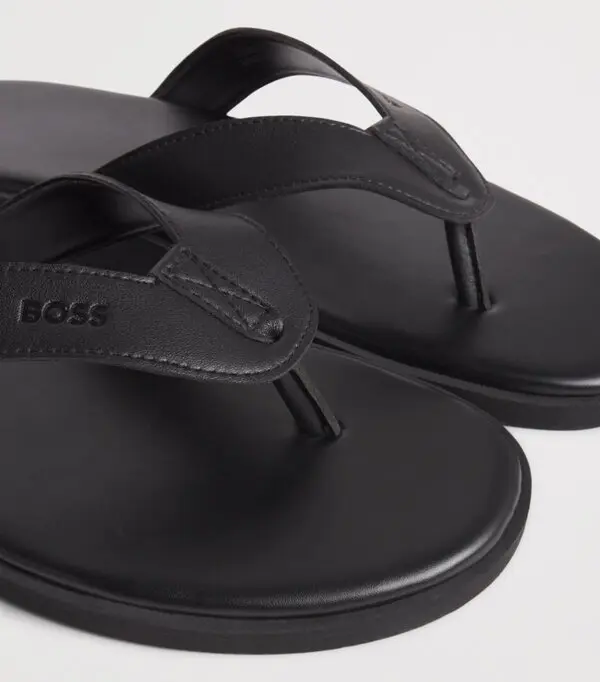 BOSS Faux Leather Flip Flops