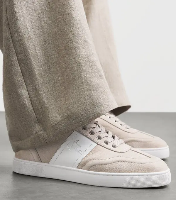 CHRISTIAN LOUBOUTIN Retero Low-top Leather Trainers - Beige