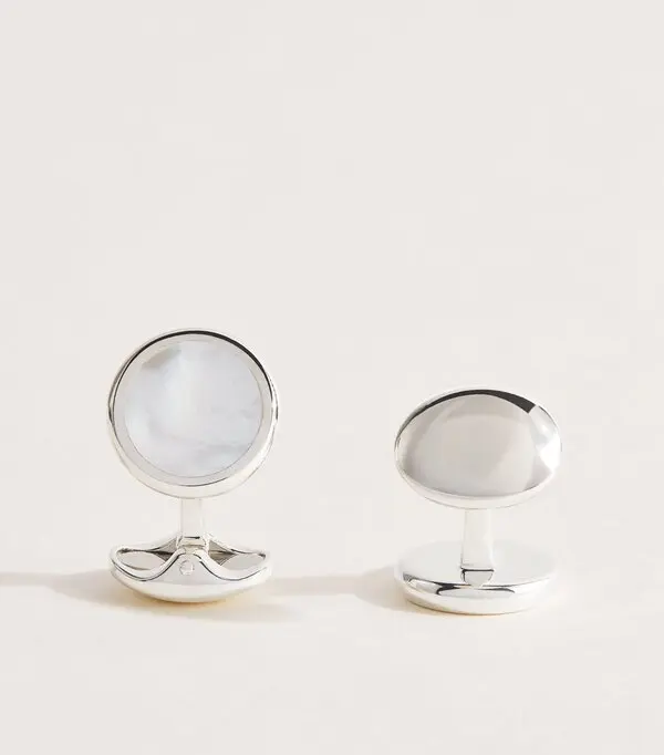 DEAKIN & FRANCIS Sterling Mother-of-pearl Round Cufflinks - Silver