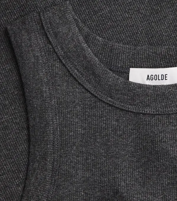 AGOLDE Leigh Ribbed Longline Tank Top - Grey