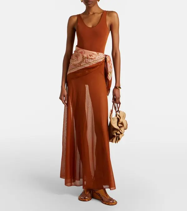 Zimmermann Aster Scarf-detail Maxi Dress - Brown