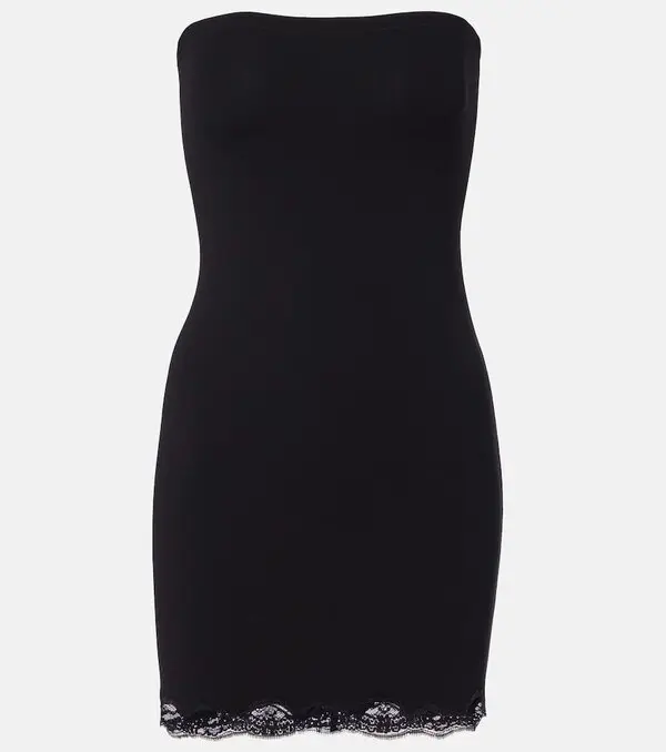 Gucci Lace-trimmed Jersey Mini Dress - Black