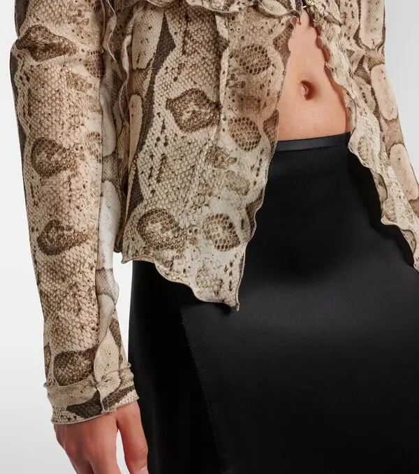 Gucci Snake-print Silk Blouse
