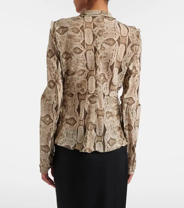 Gucci Snake-print Silk Blouse