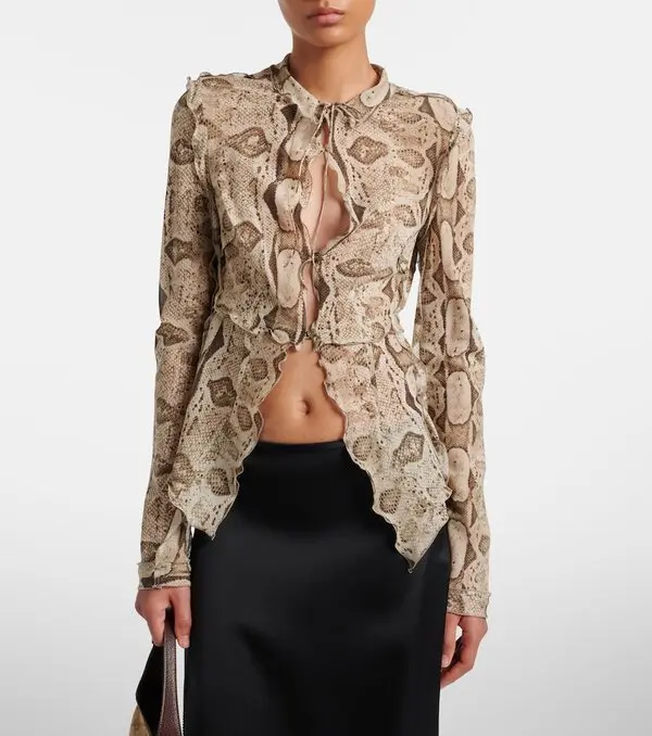 Gucci Snake-print Silk Blouse