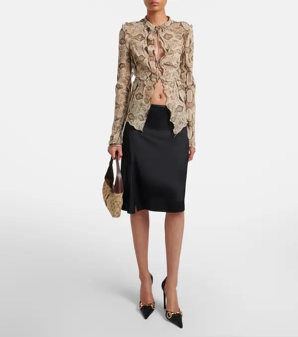 Gucci Snake-print Silk Blouse