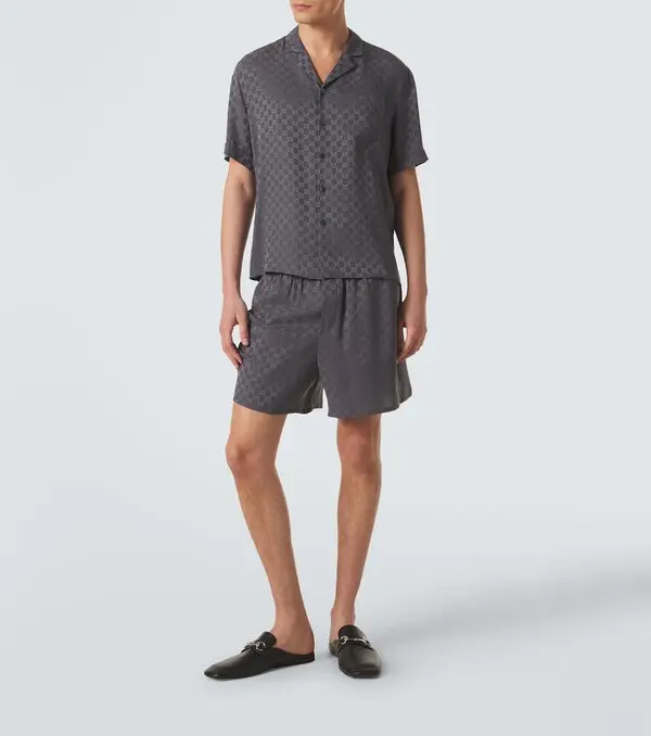 Gucci Gg Silk Jacquard Bowling Shirt
