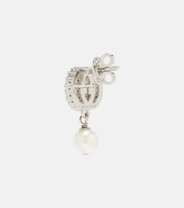 Gucci Interlocking G Embellished Drop Earrings - Silver
