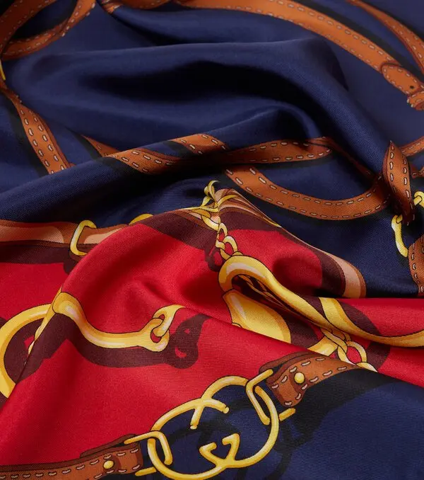 Gucci Printed Reversible Silk Twill Scarf