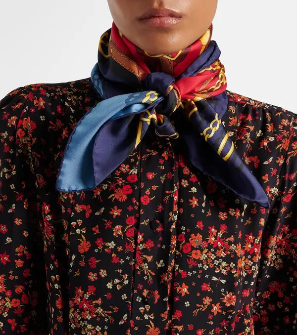 Gucci Printed Reversible Silk Twill Scarf