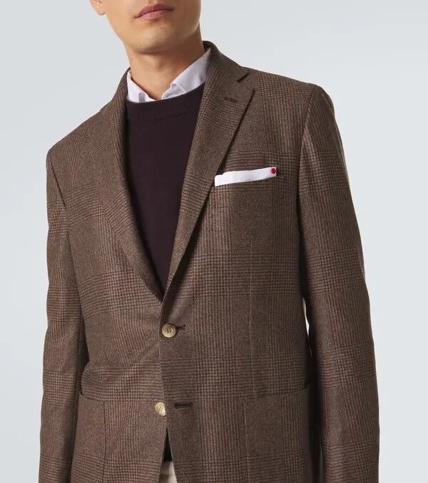 Kiton Prince Of Wales Check Virgin Wool Blazer