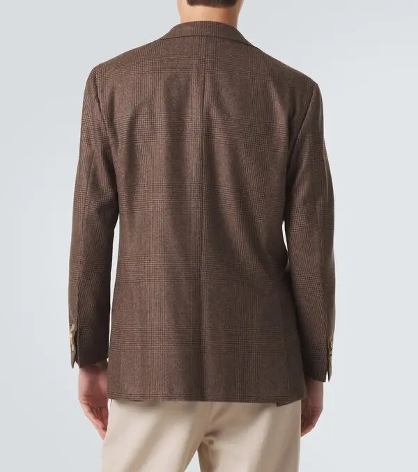 Kiton Prince Of Wales Check Virgin Wool Blazer